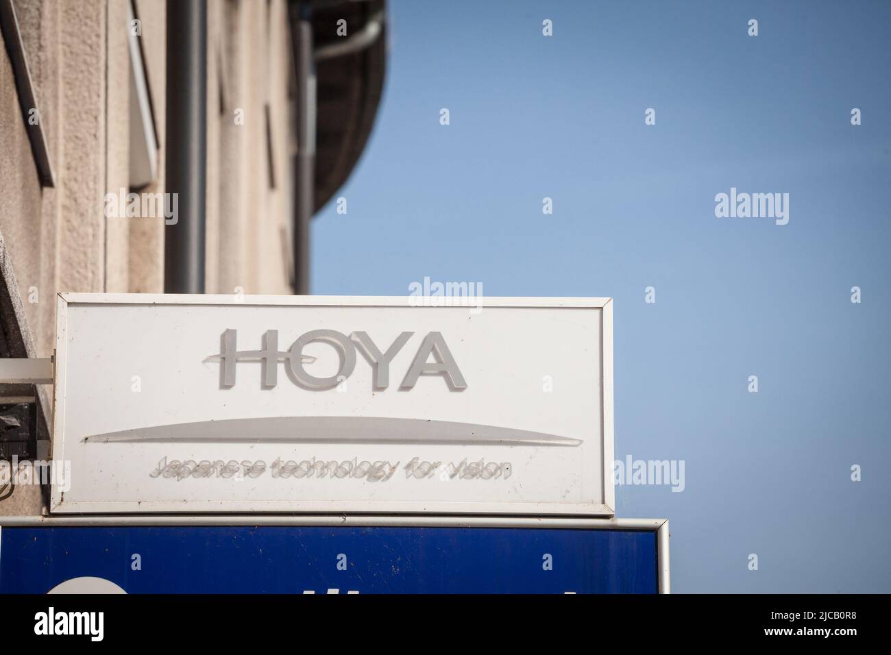 Picture of a sign with the logo of Hoya taken on their main store for ...