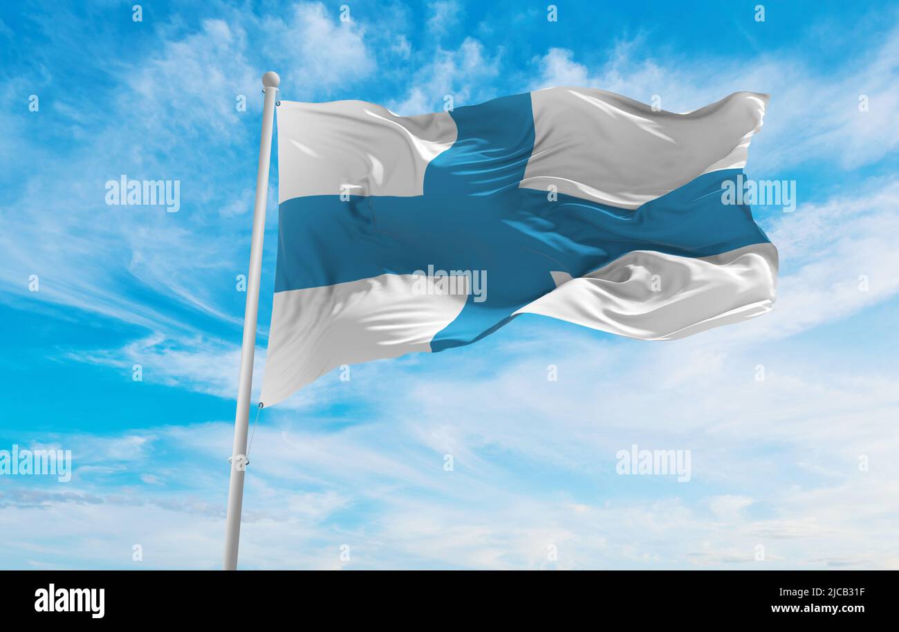 flag of Marseille, France at cloudy sky background on sunset, panoramic ...