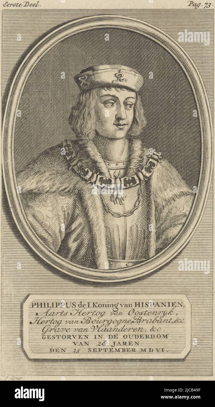 Portrait of Philip the Good, Duke of Burgundy He wears a chain with the ...