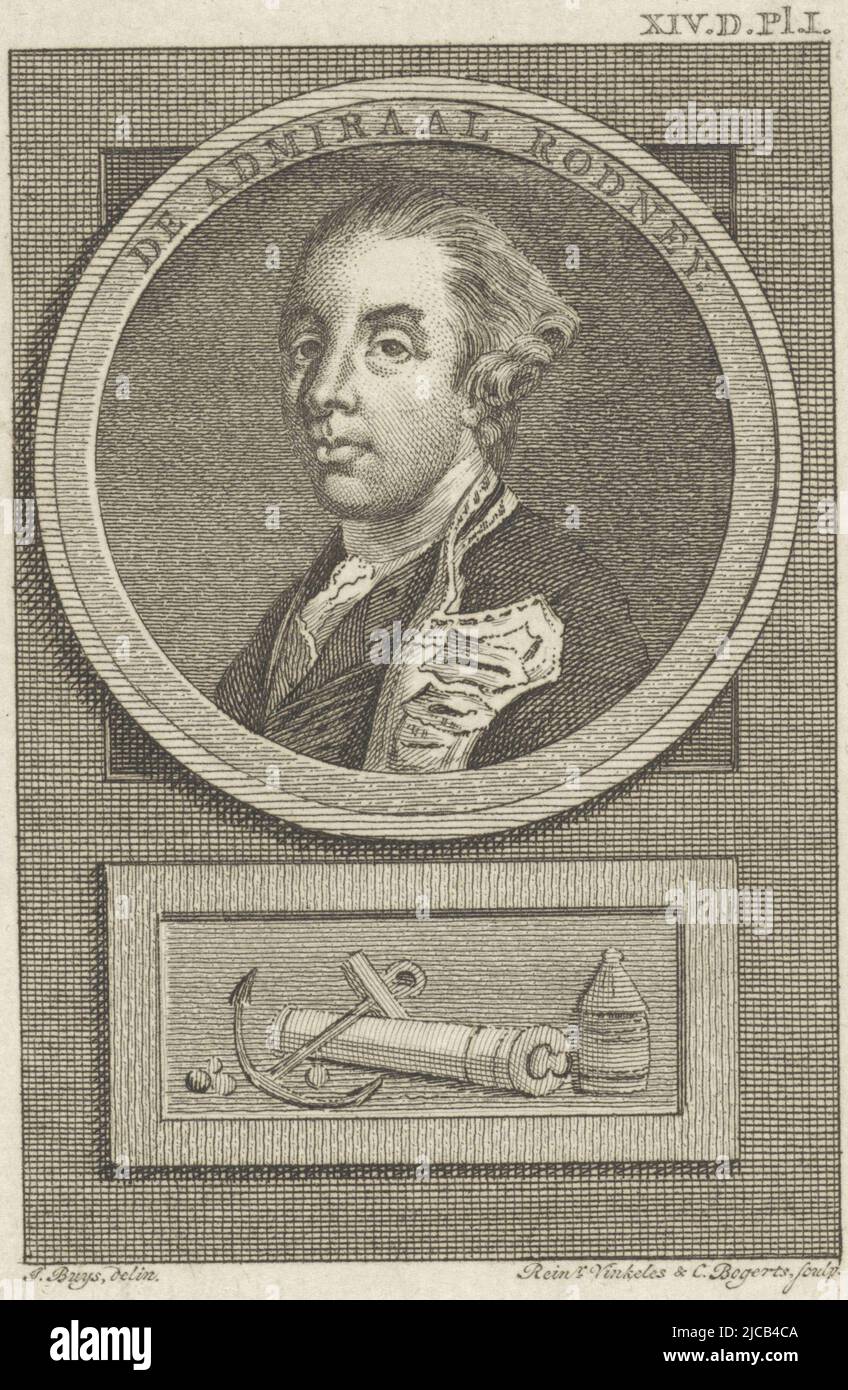 Portrait of George Brydges, Baron Rodney, admiral of the English fleet ...