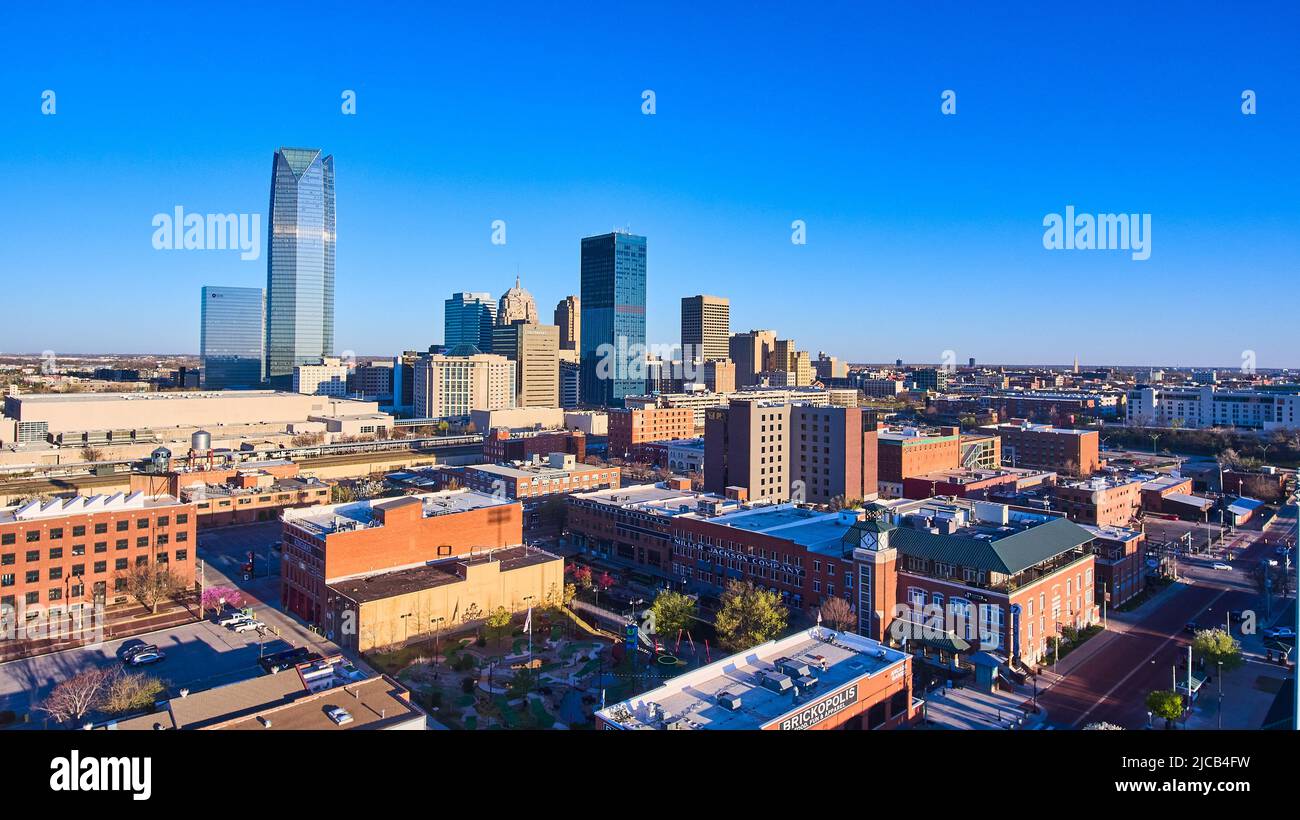 Oklahoma City beautiful morning light on downtown skyline Stock Photo ...