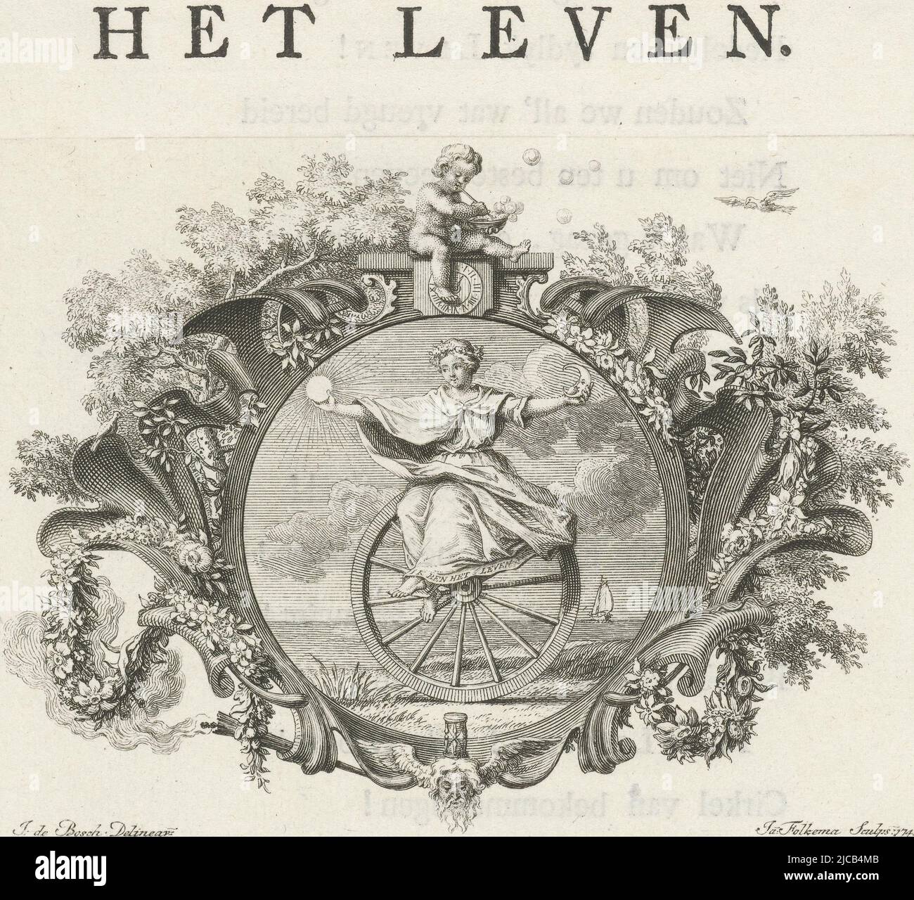 Vignette depicting the personified Life in a cartouche decorated with ...