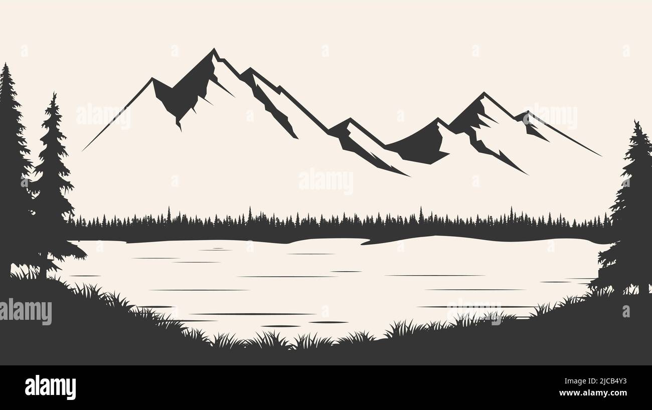 Mountains vector.Mountain range silhouette isolated vector illustration. Mountains silhouette ...