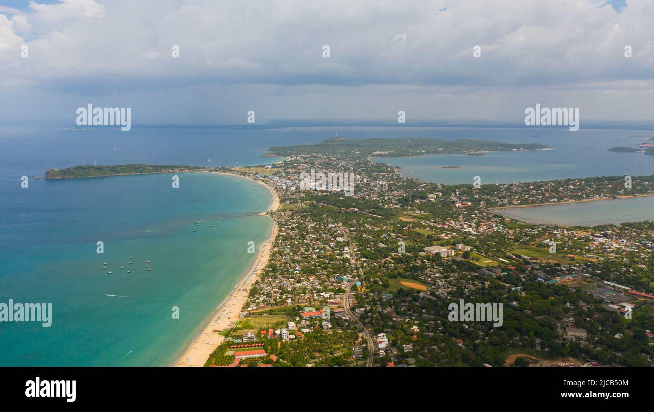 The town of Trincomalee with tourist infrastructure and beaches in Sri ...