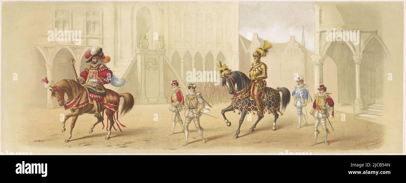 Fourth slide with part of the parade Part of the series of seven plates ...