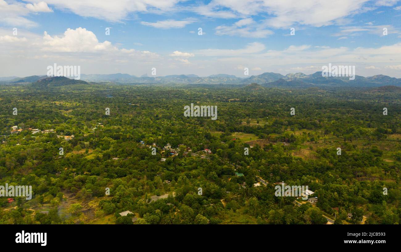Rural landscape: A valley with agricultural land surrounded by forest ...