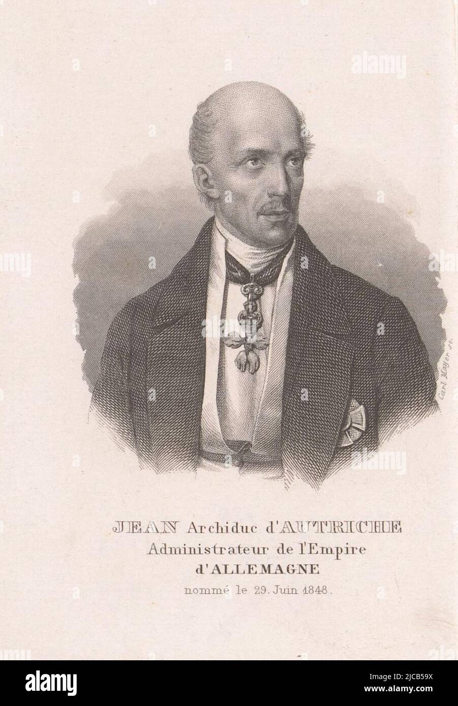 Portrait of Johann, Archduke of Austria, print maker: Carl Mayer ...