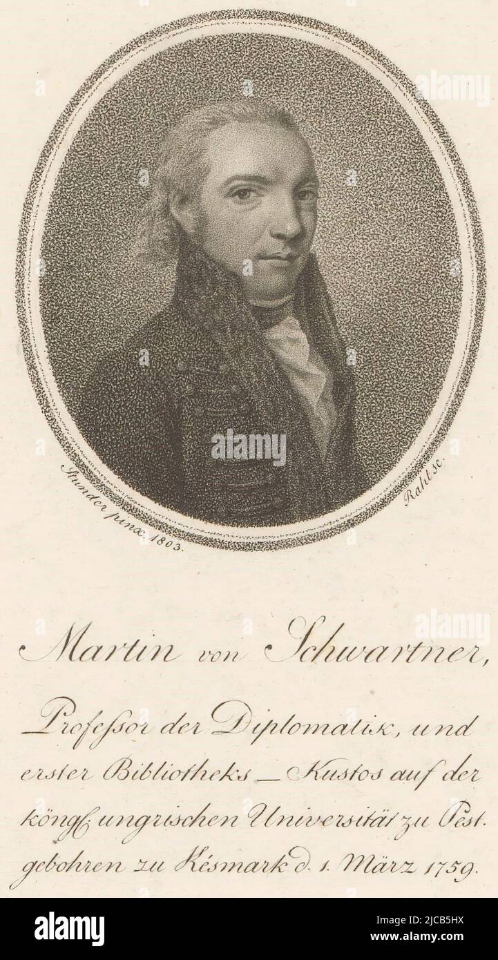 Portrait of Martin von Schwartner, print maker: Carl Heinrich Rahl ...