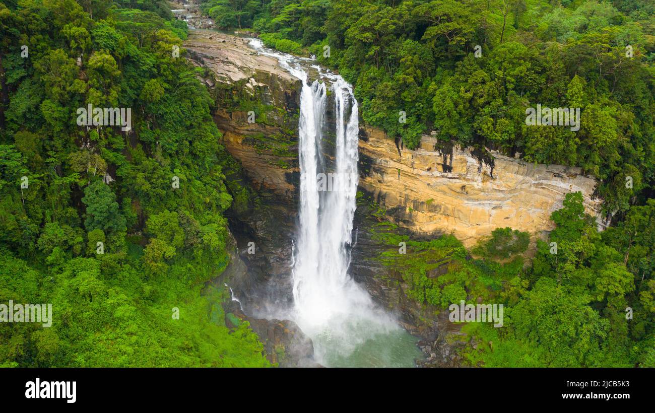 Beautiful waterfall in the rainforest. LaxapanaFalls, Sri Lanka Stock ...