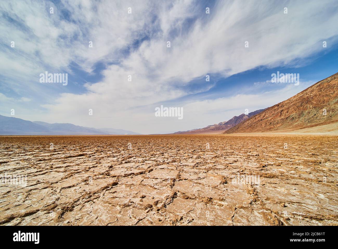 Octagon salt formations in desert landscape of salt flats in Death ...