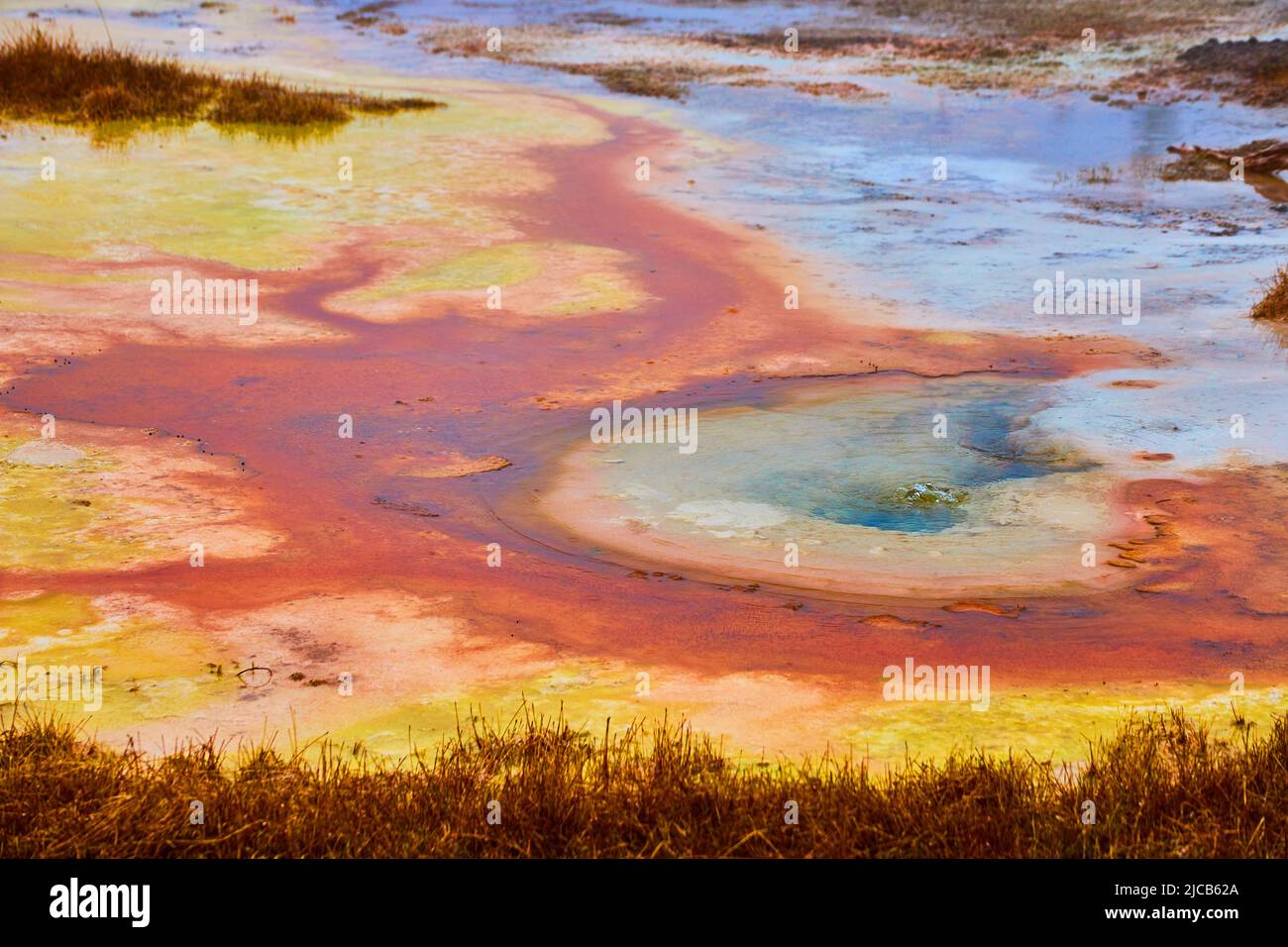 Stunning colorful pool of alkaline water in Yellowstone Stock Photo - Alamy