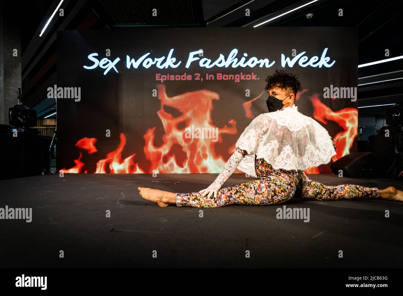 Bangkok Thailand 11 June 2022 A Sex Worker Does A Split On Stage