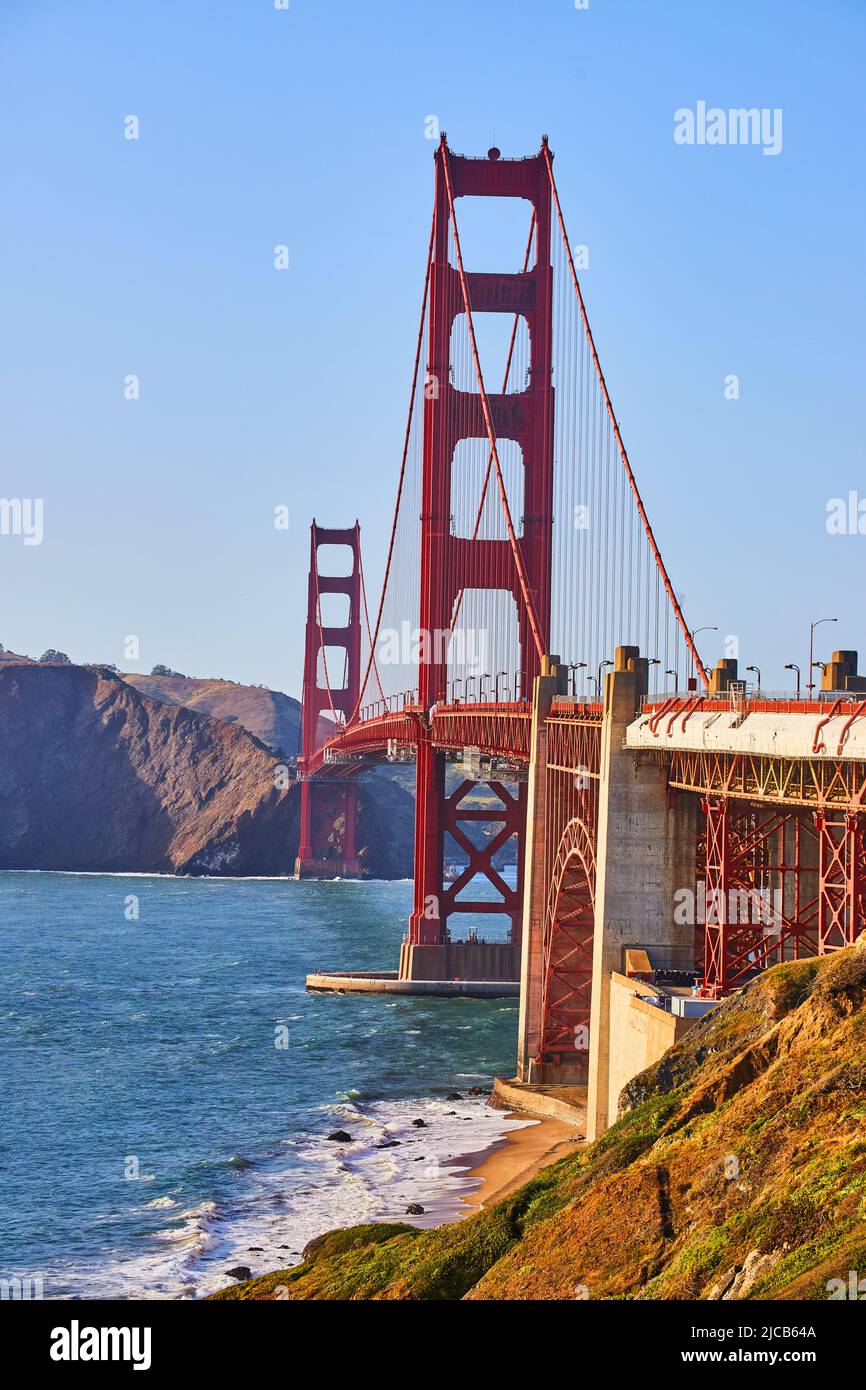 Stunning and iconic Golden Gate Bridge in San Francisco from southwest ...