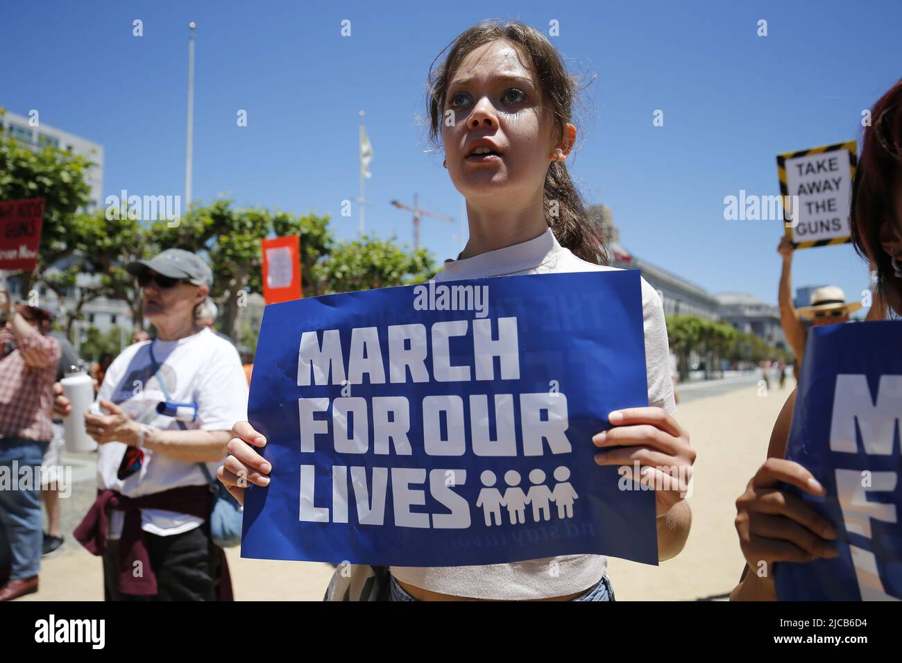 San Francisco, United States. 11th June, 2022. A protester holds a ...