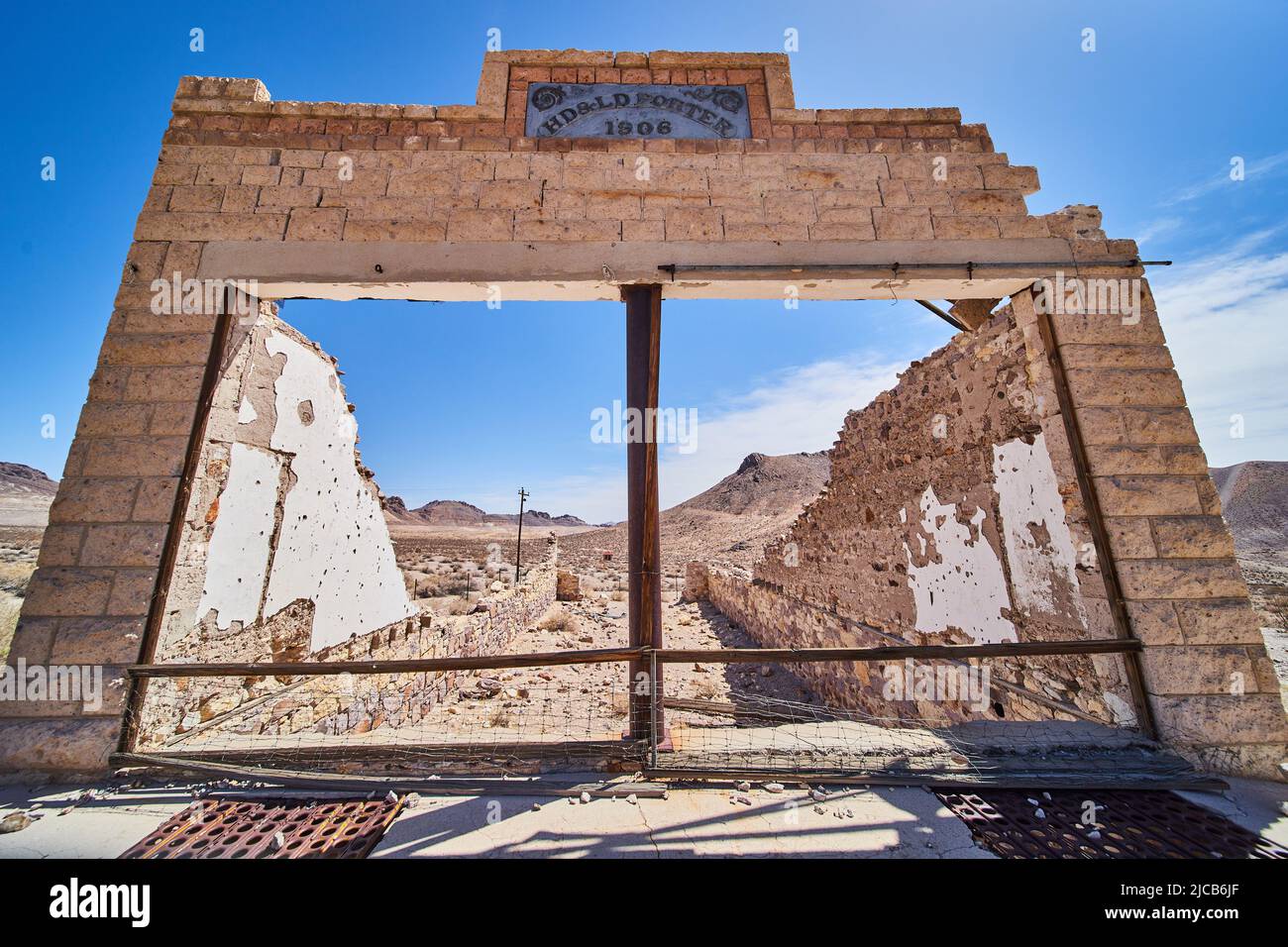 Rhyolite ghost town building entrance in desert Stock Photo - Alamy
