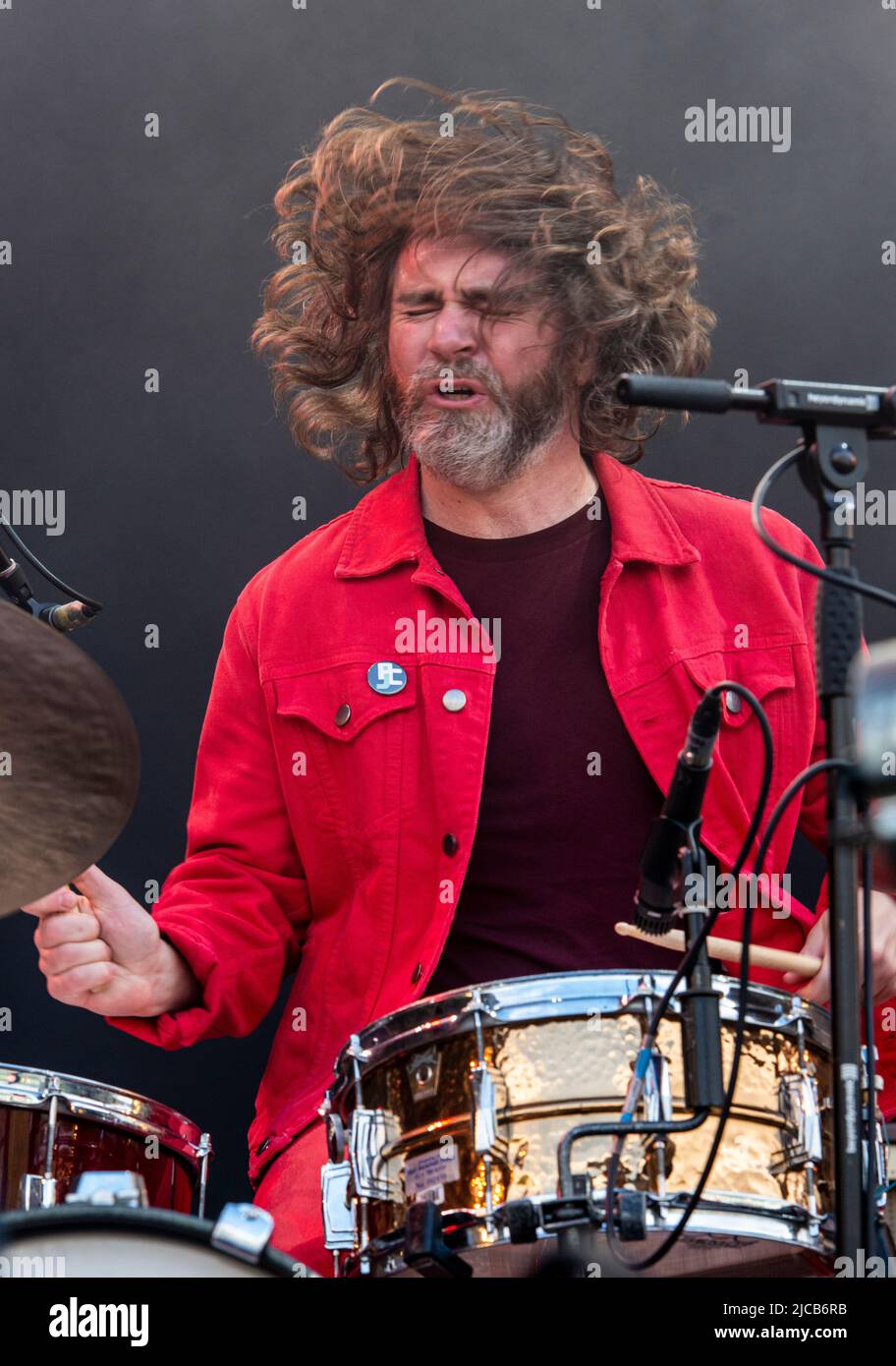 Scarborough, UK. 11th June, 2022. Crowded House guitarist Liam Finn ...