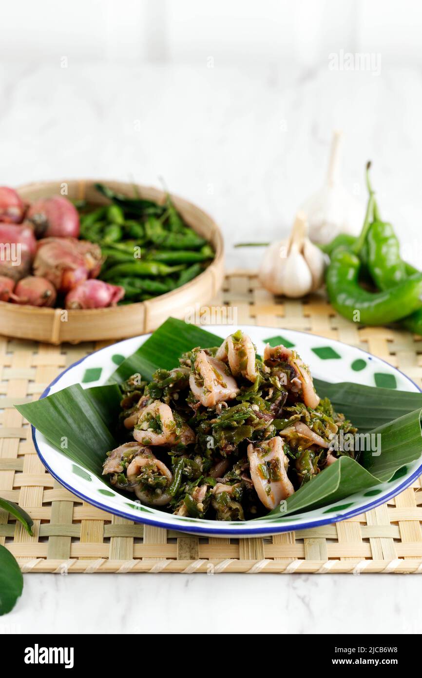 Cumi Cabe Ijo, Stir Fry Squid with Green Pepper, Shallot, and Garlic ...