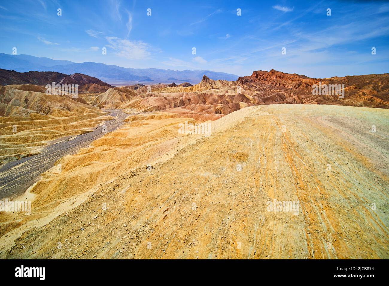Rock formations and stunning colorful sediment in Zabriskie Point of ...
