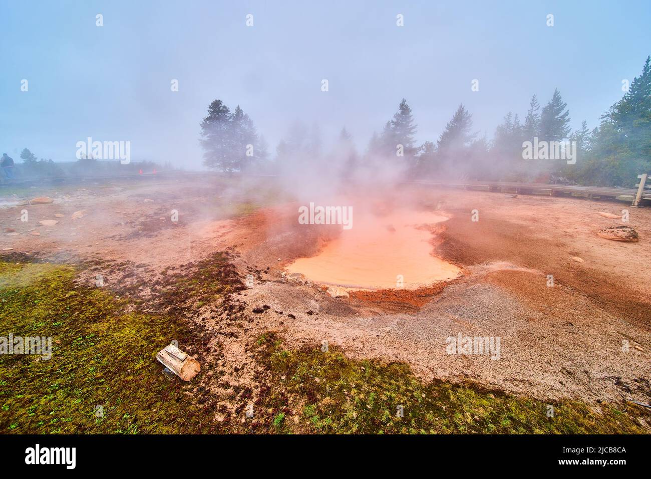 Sulfer steam over muddy spring in Yellowstone Stock Photo - Alamy