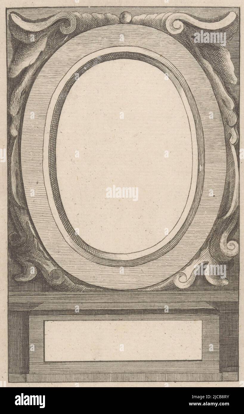 Oval ornamented frame, for instance for a portrait, Oval frame, print ...