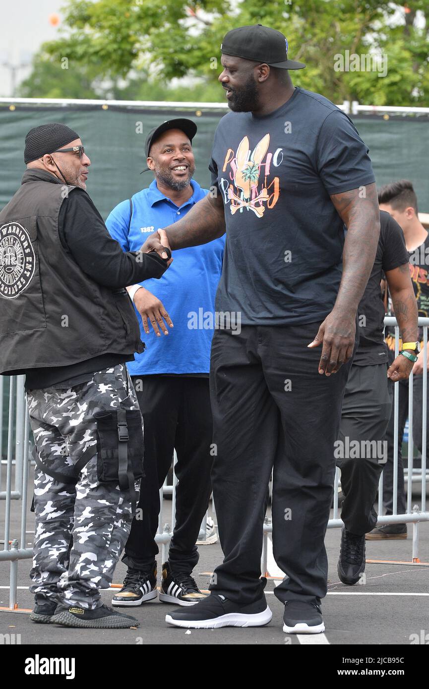 Former professional basketball player and rapper Shaquille O'Neal (r ...