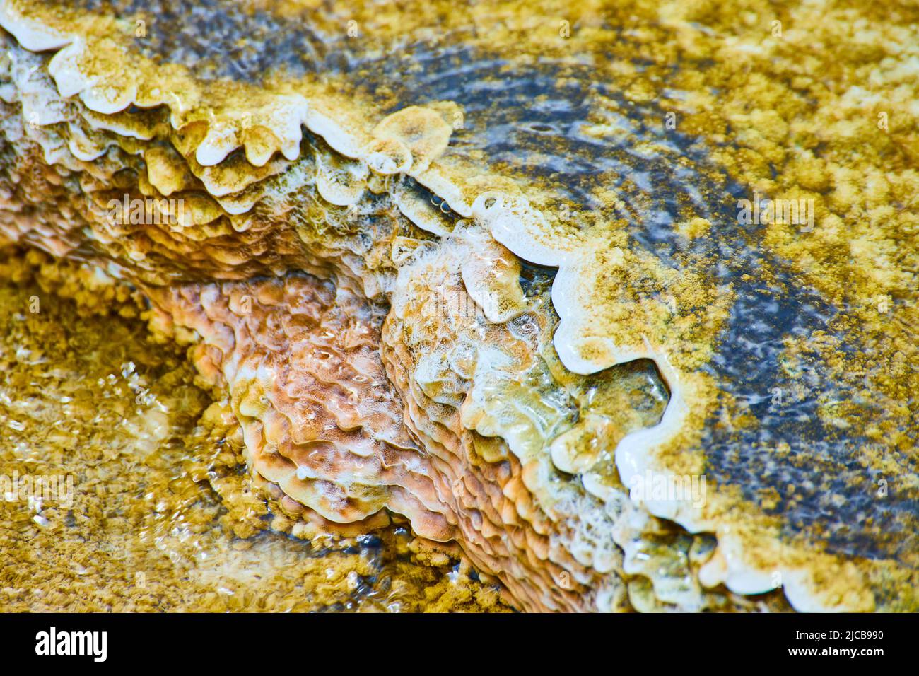 Texture asset macro of dozens of terrace layers in Yellowstone hot ...