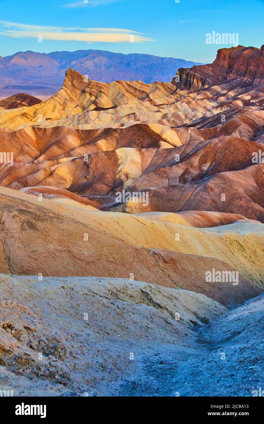 Majestic colorful sediment mountains in Death Valley desert Stock Photo ...