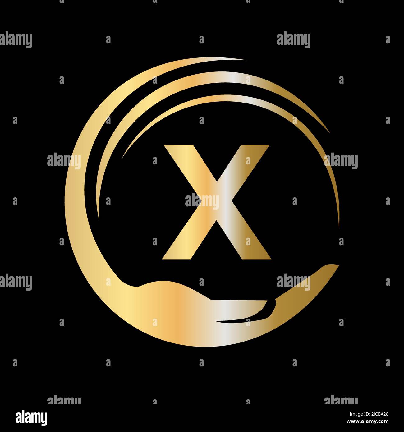 Hand Care Logo Template On Letter X. Initial Unity Charity Foundation ...