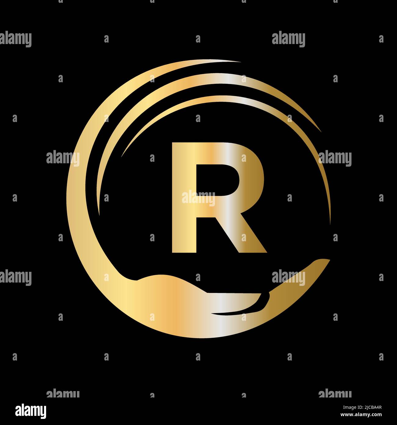 Hand Care Logo Template On Letter R. Initial Unity Charity Foundation ...