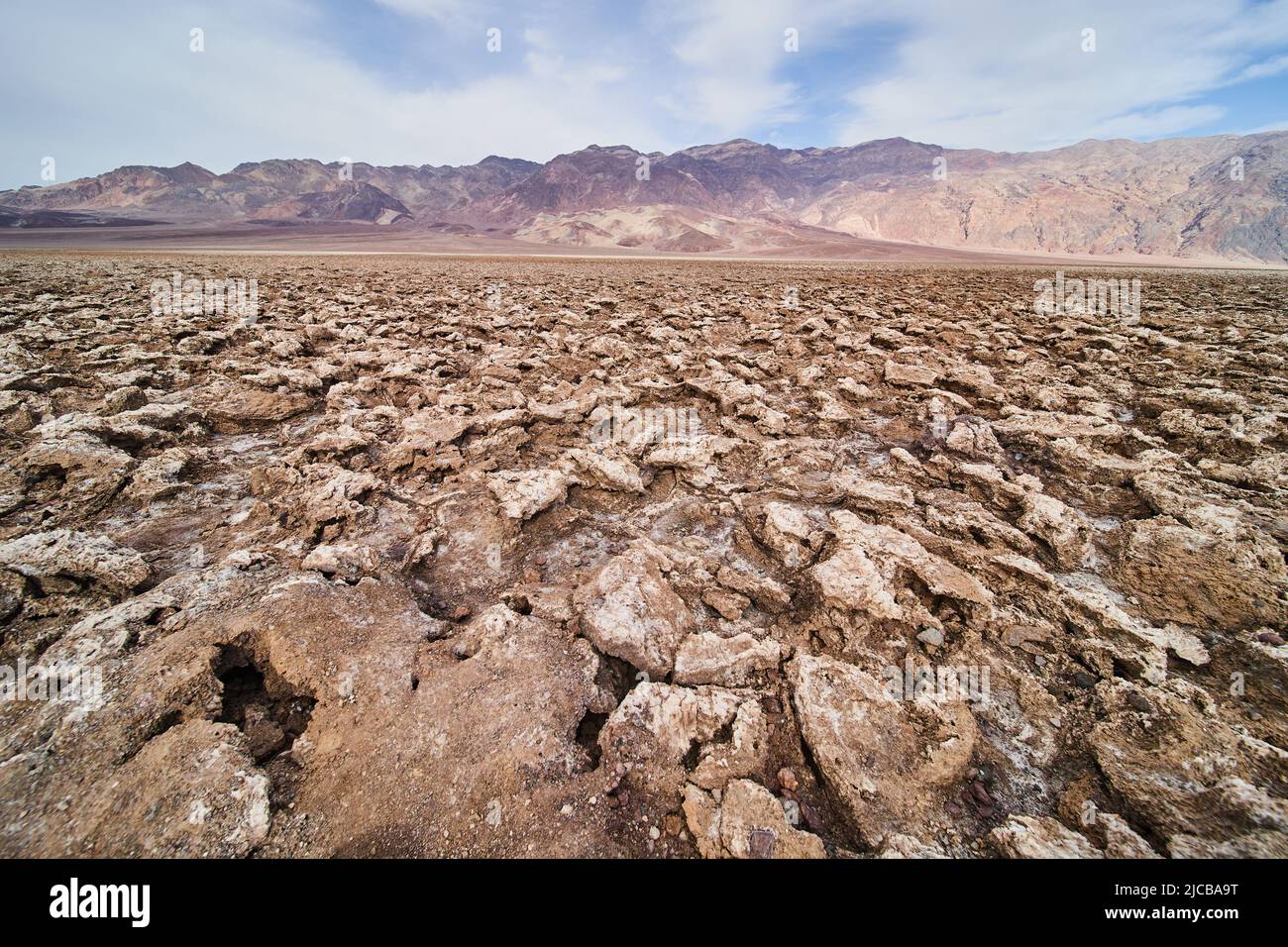 Stunning eroded salt formations in salt flats of desert plains Stock ...