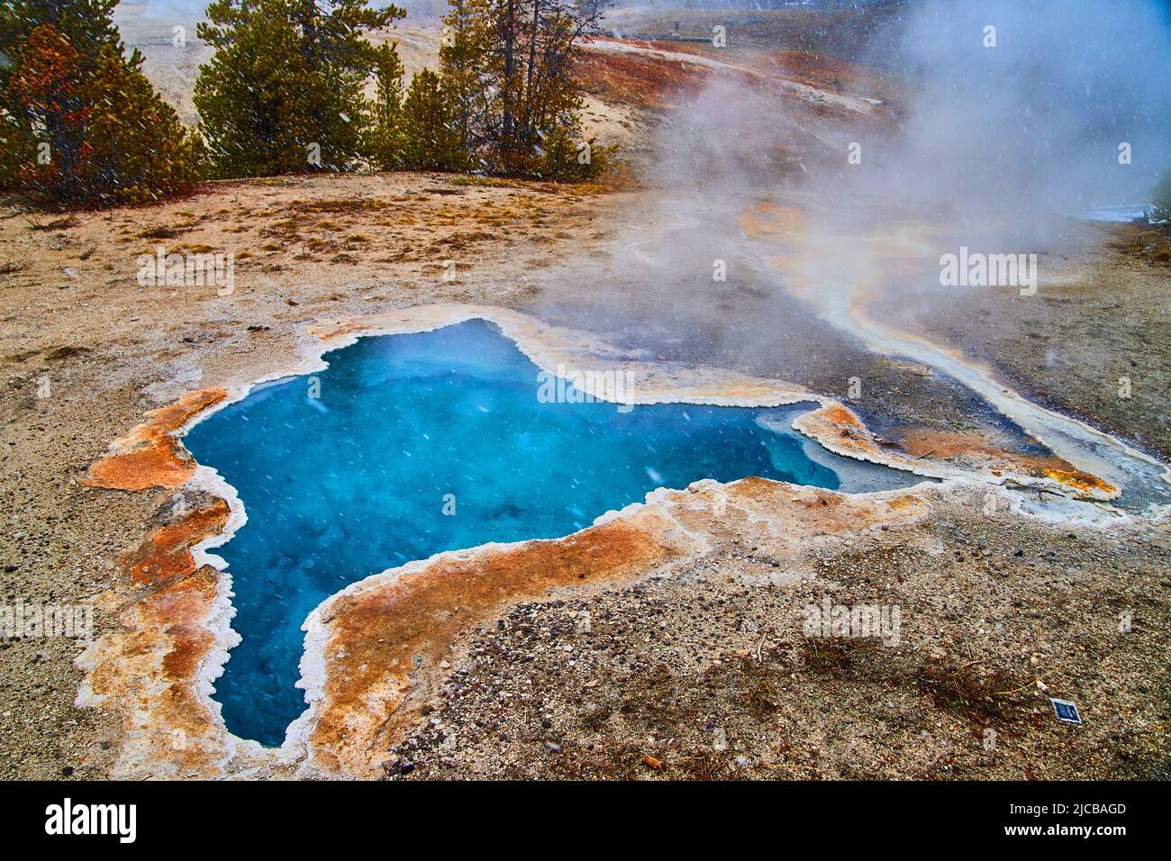 Small crystal clear blue spring at Yellowstone National Park Stock ...