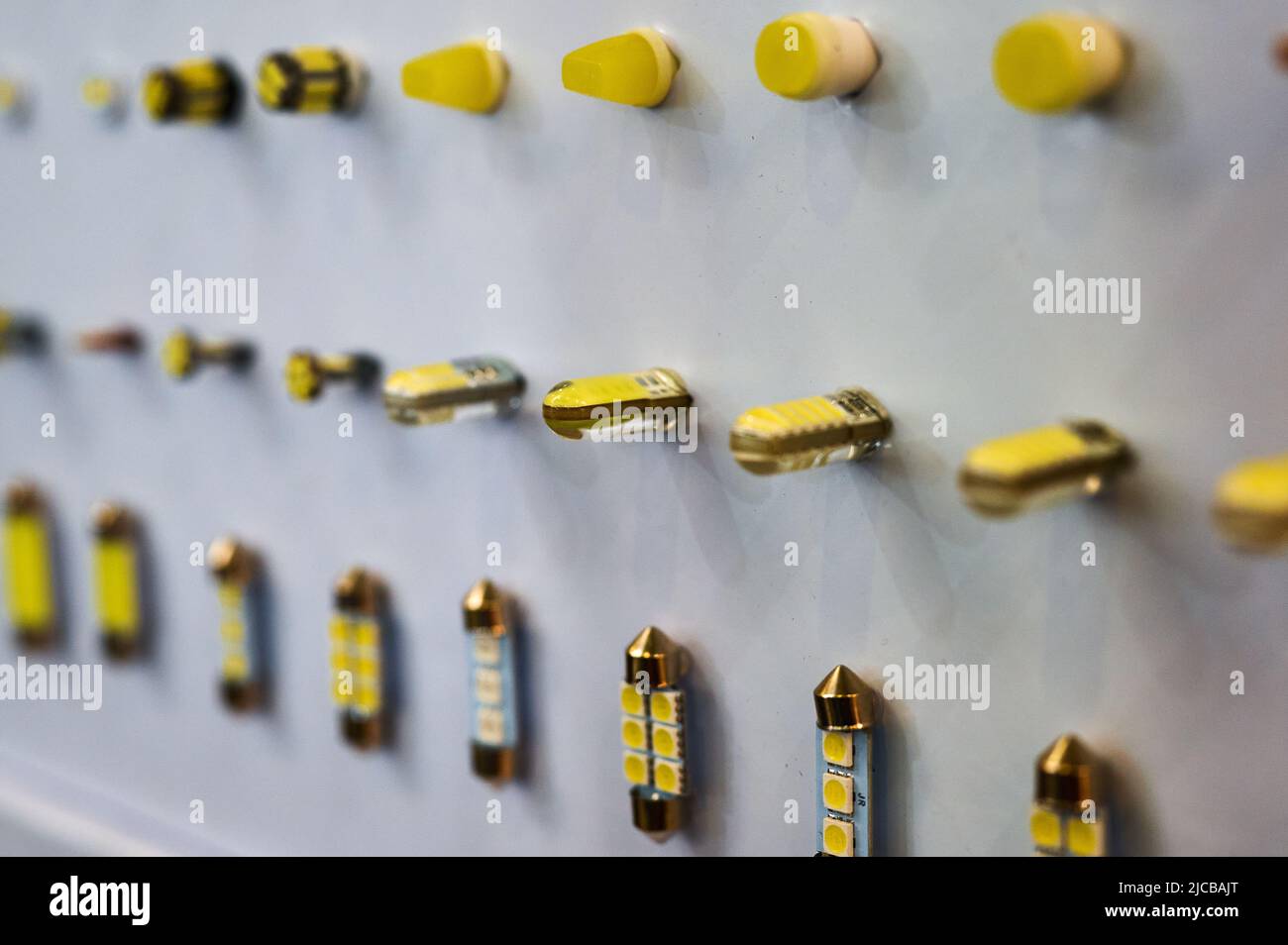 Small yellow led lamps for automobile equipment on white Stock Photo ...