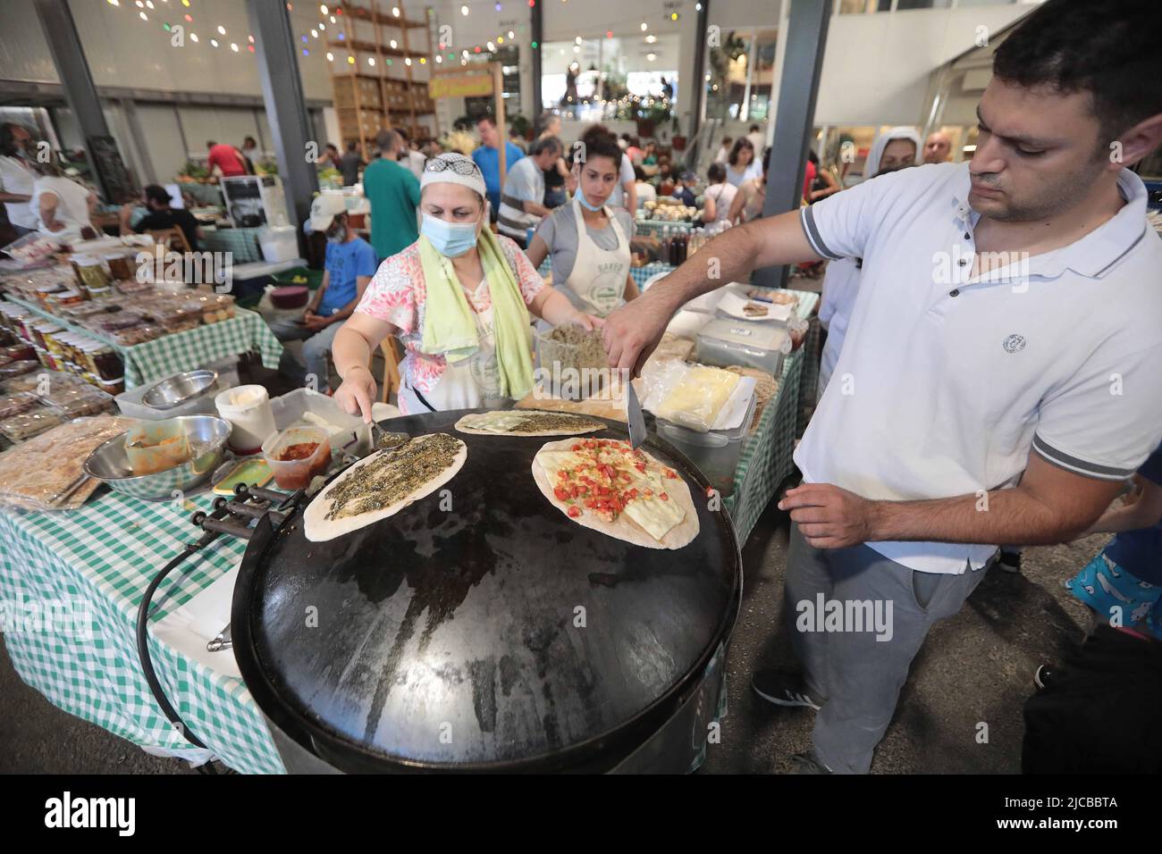 Beirut, Lebanon. 11th June, 2022. Farmers sell food at Souk El Tayeb ...