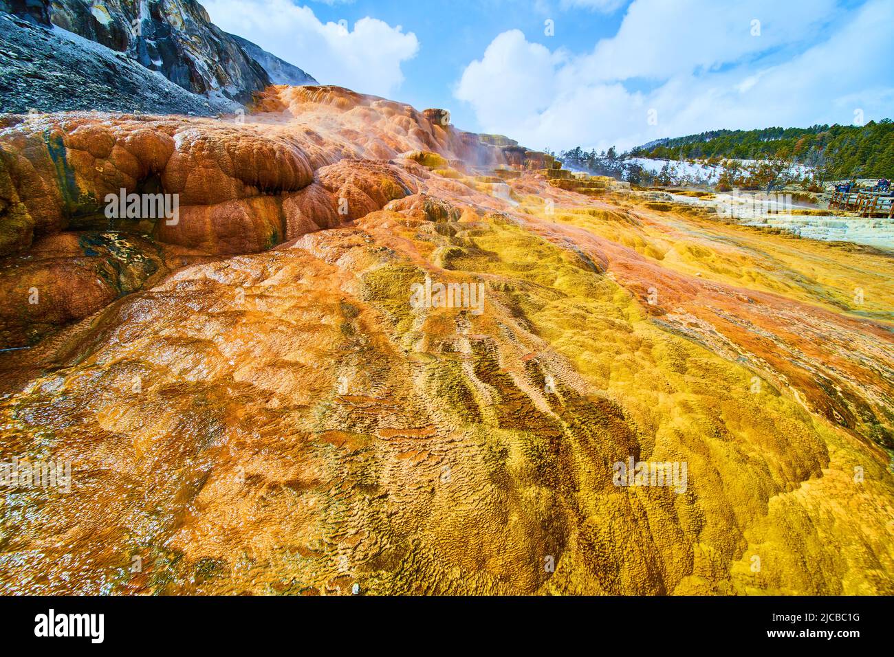 Mound Spring colorful terraces at Yellowstone hot spring Stock Photo ...