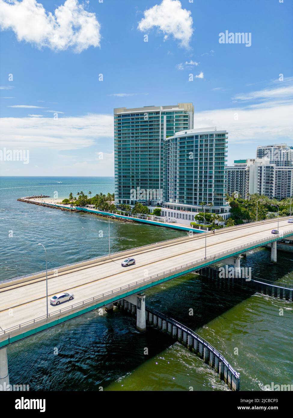Aerial drone photo of the bridge between Haulover and Bal Harbour Miami ...