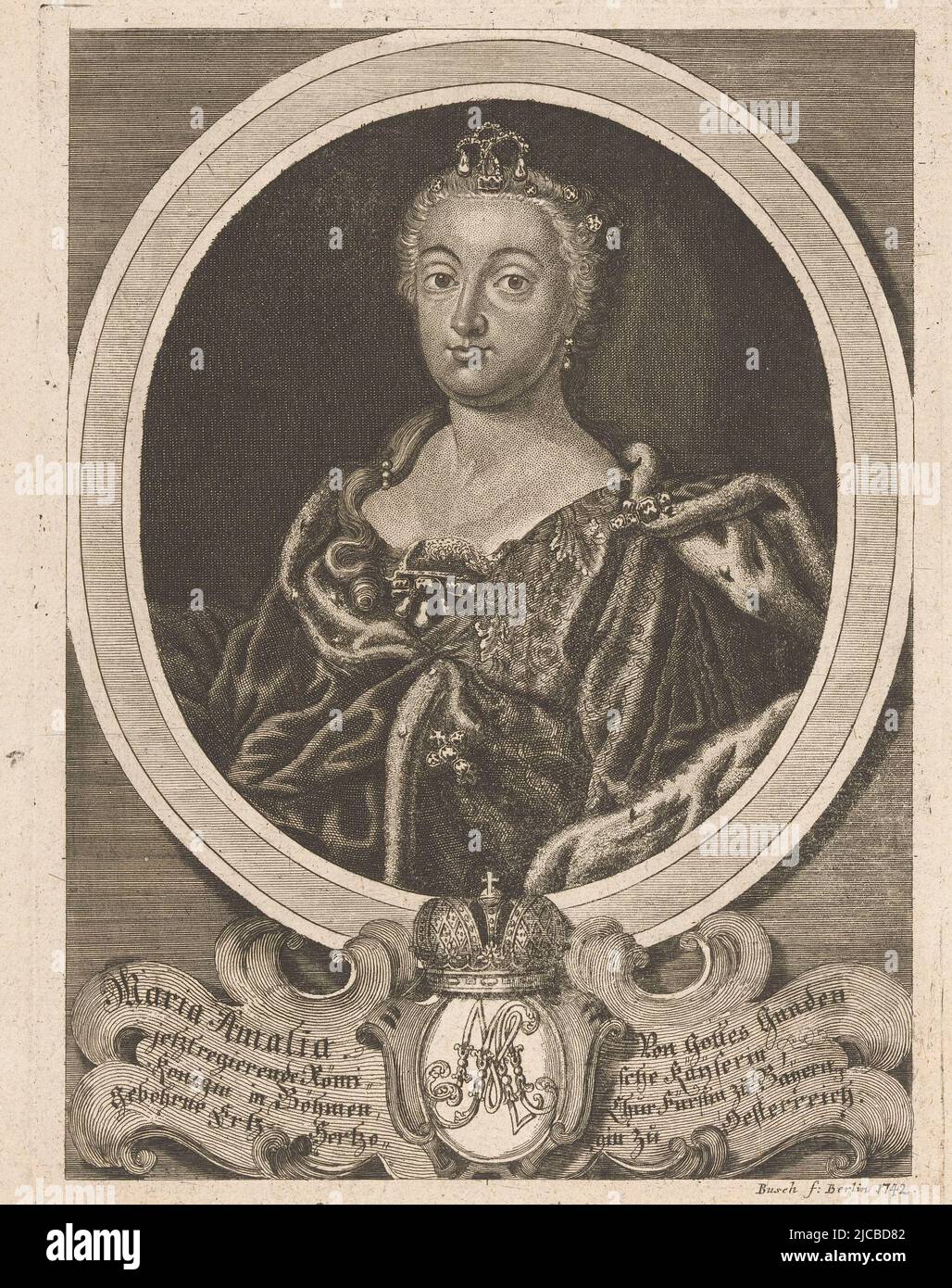Portrait of Maria Amalia of Austria, print maker: Georg Paul Busch ...
