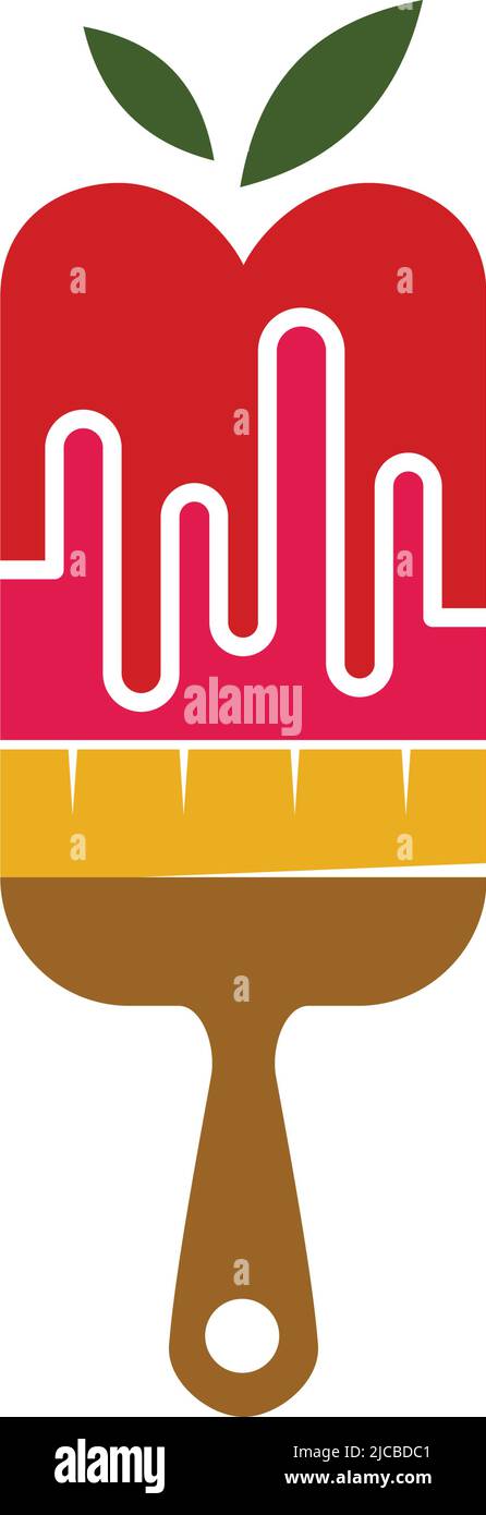 apple brush paint logo Icon Illustration Brand Identity Stock Vector ...