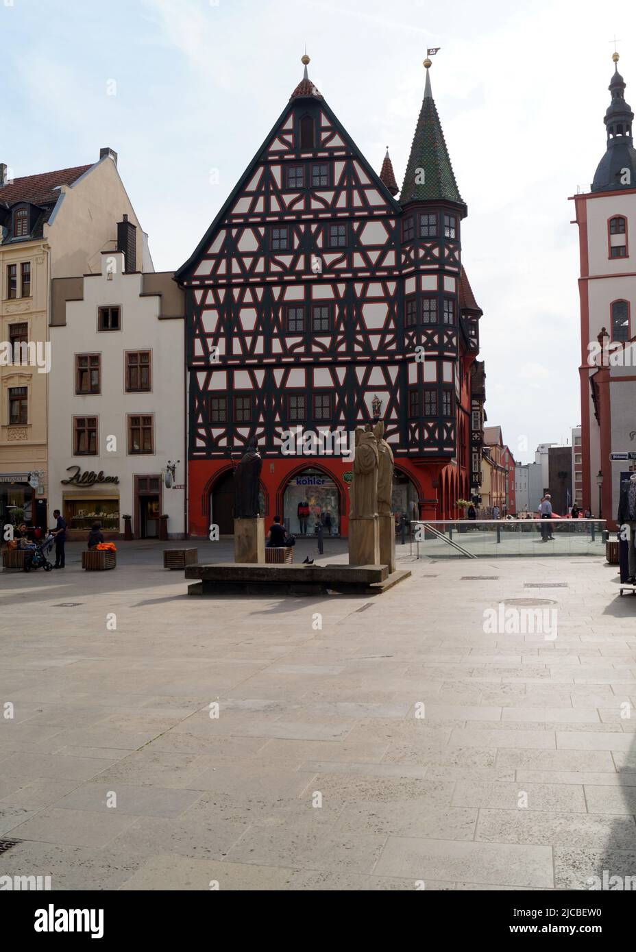 Ornate timber-framed Old City Hall, Altes Rathaus, originally built ...