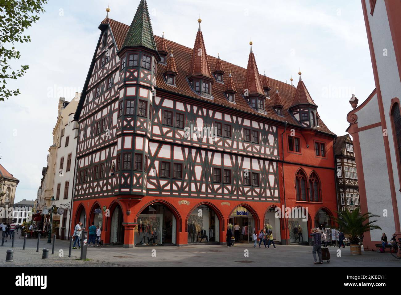 Ornate timber-framed Old City Hall, Altes Rathaus, originally built ...