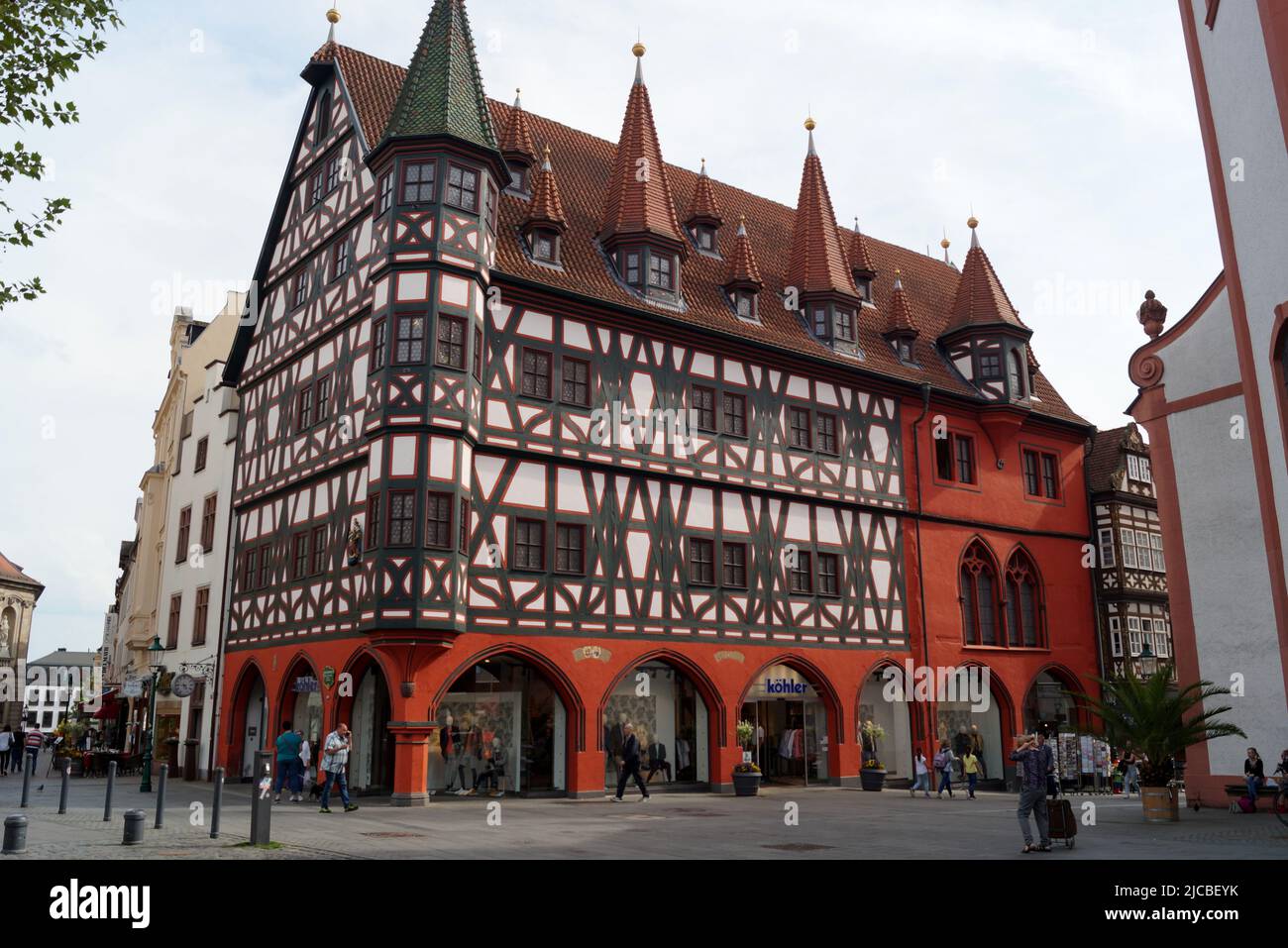 Ornate timber-framed Old City Hall, Altes Rathaus, originally built ...