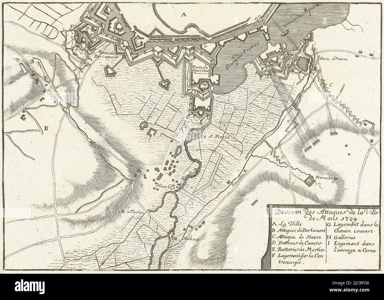 Map of the siege of mons hi-res stock photography and images - Alamy