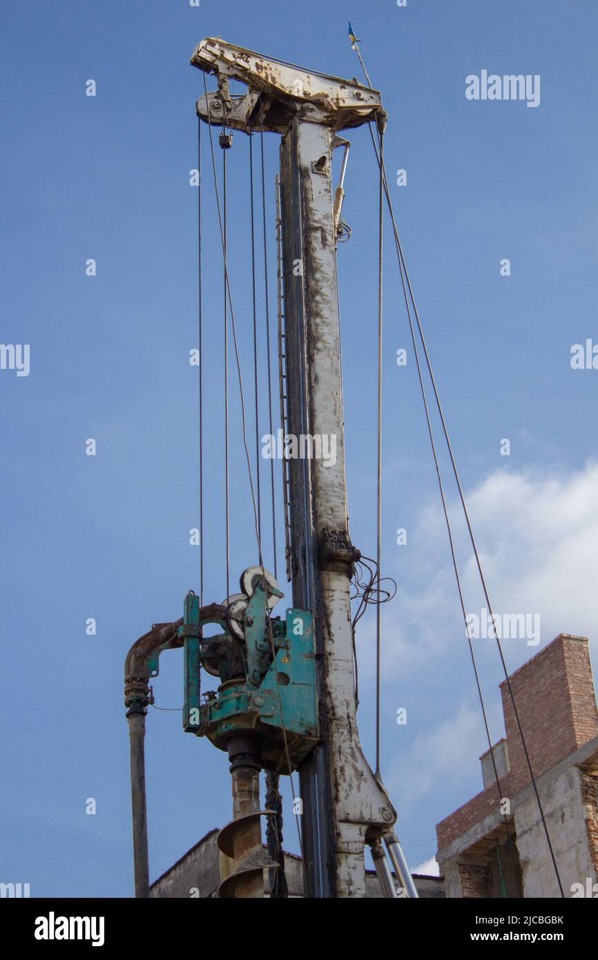 big rig in a storm water borehole Stock Photo - Alamy