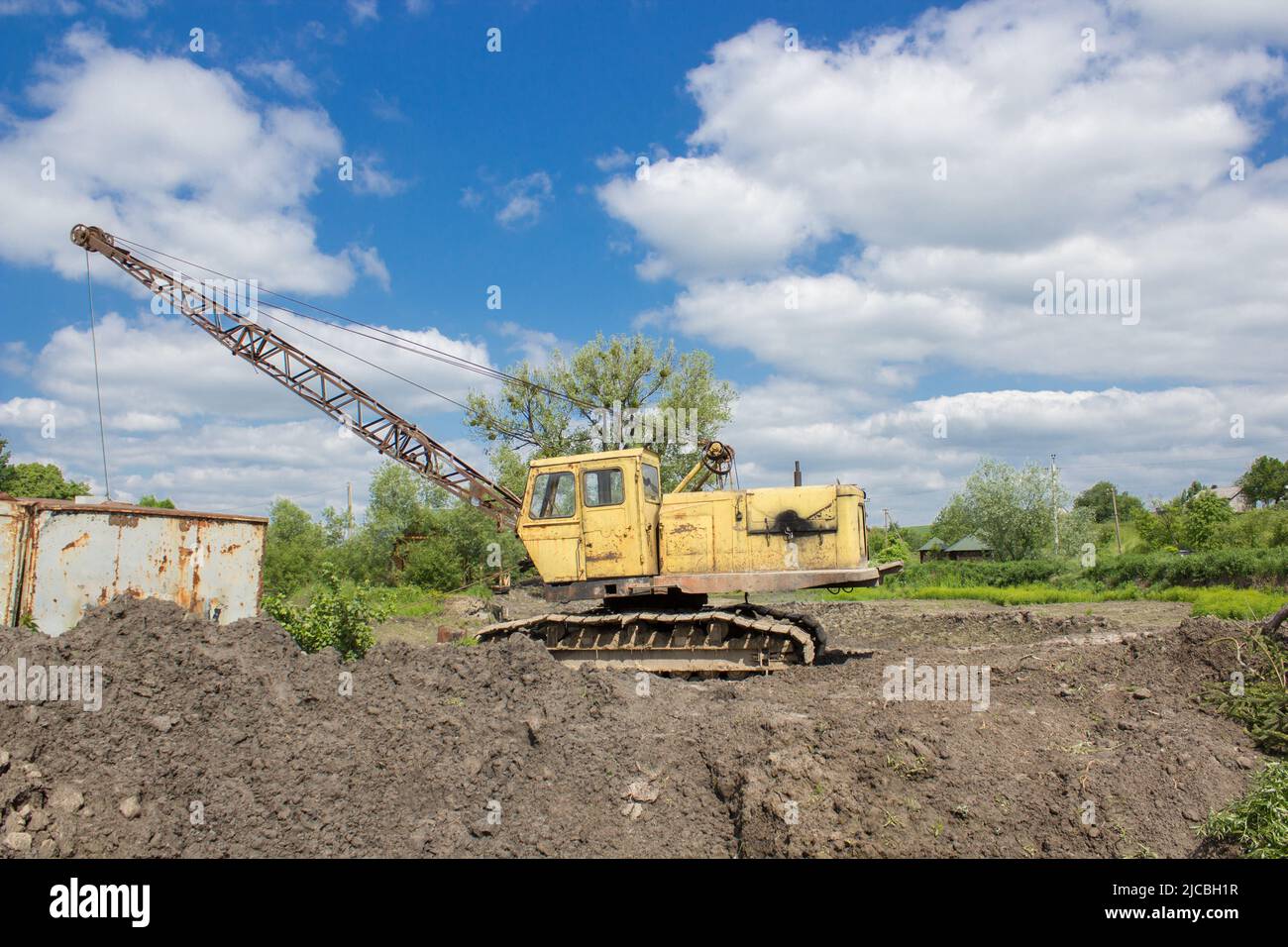 Preparing the site for a containment pond Stock Photo - Alamy