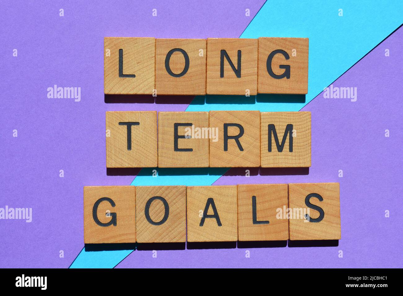 Long Term Goals, words in wooden alphabet letters isolated on ...
