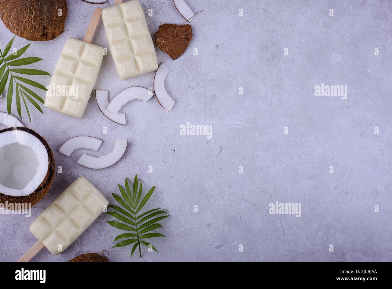 Healthy coconut ice cream popsicles Stock Photo - Alamy
