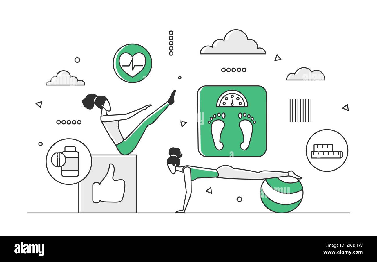 Healthy weight loss fitness activity program. Intensive physical ...