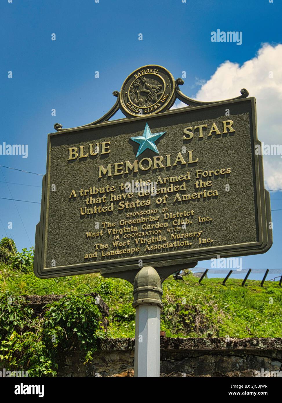 A blue star memorial outside the The Kimball World War Memorial Stock ...
