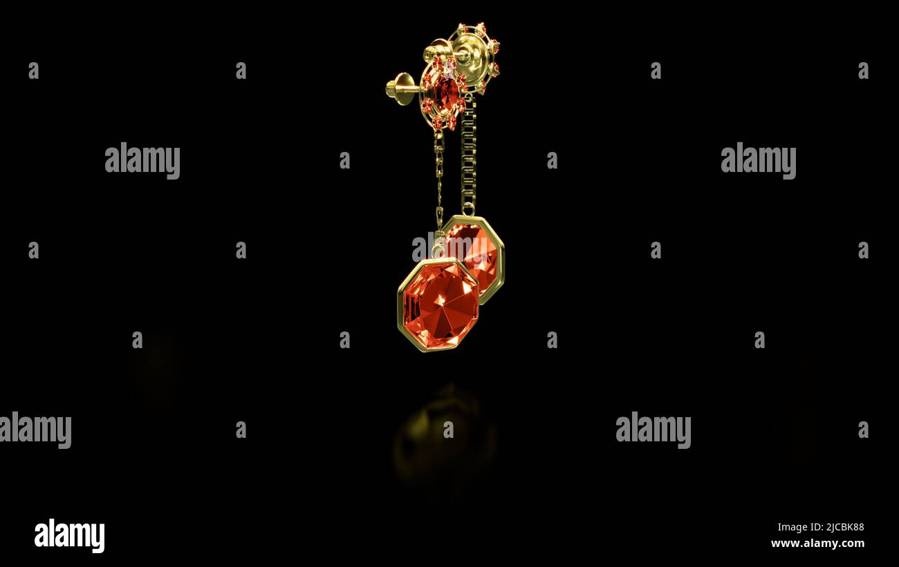cute gold shackles with red ruby gems, isolated, fictional - object 3D ...