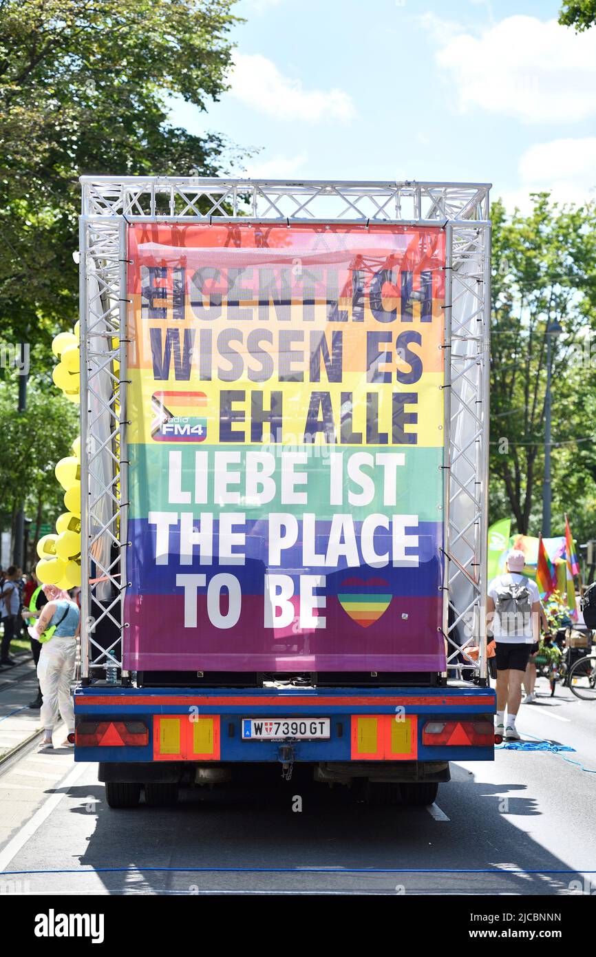 Vienna, Austria, 11th Jun, 2022. 26th Rainbow Parade over the Wiener ...