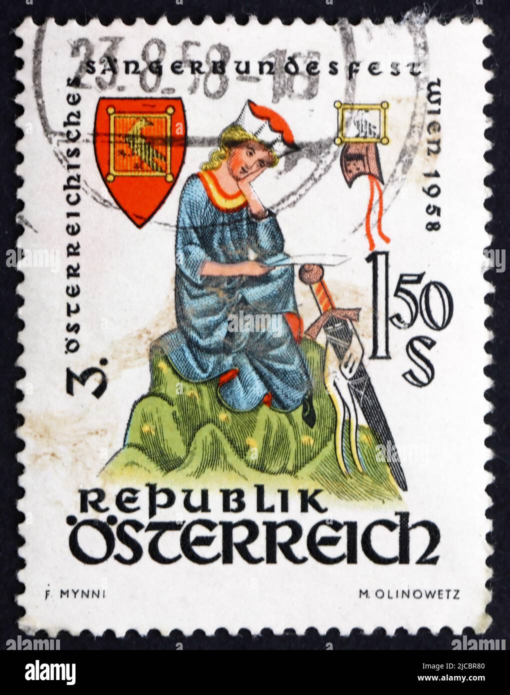 AUSTRIA - CIRCA 1958: a stamp printed in the Austria shows Walther von ...